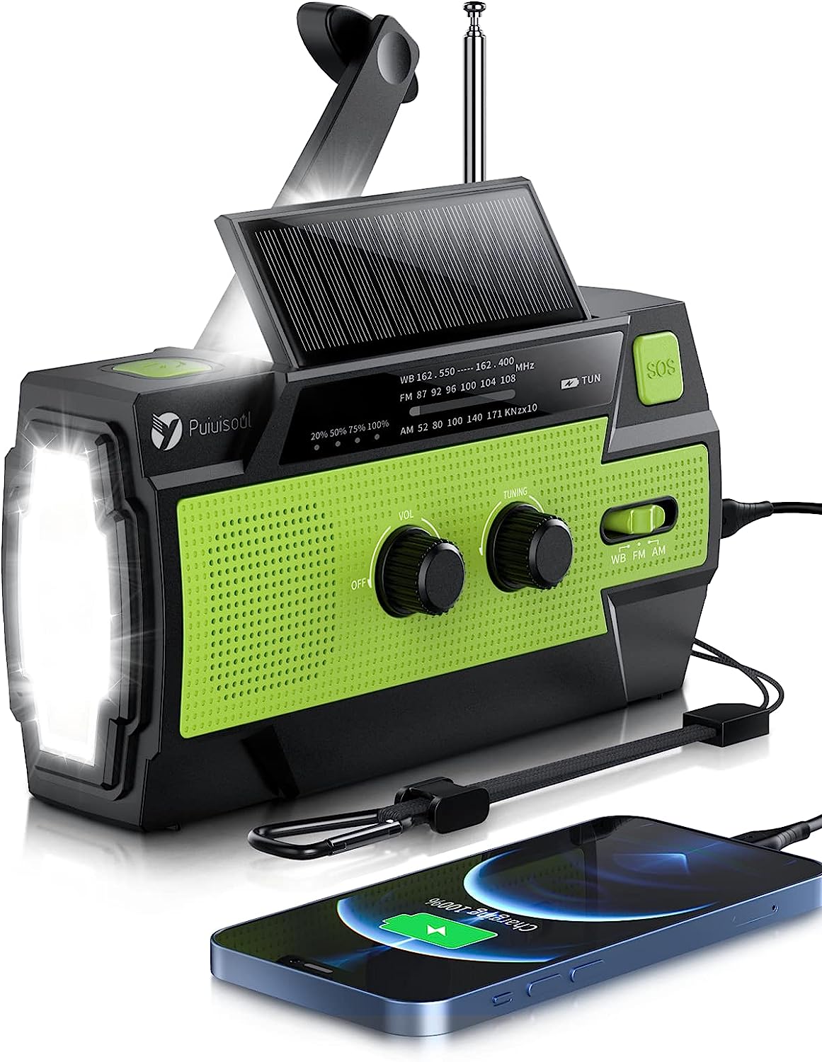 Emergency-Radio,Puiuisoul 4000mAh Weather Radios with Hand Crank ...