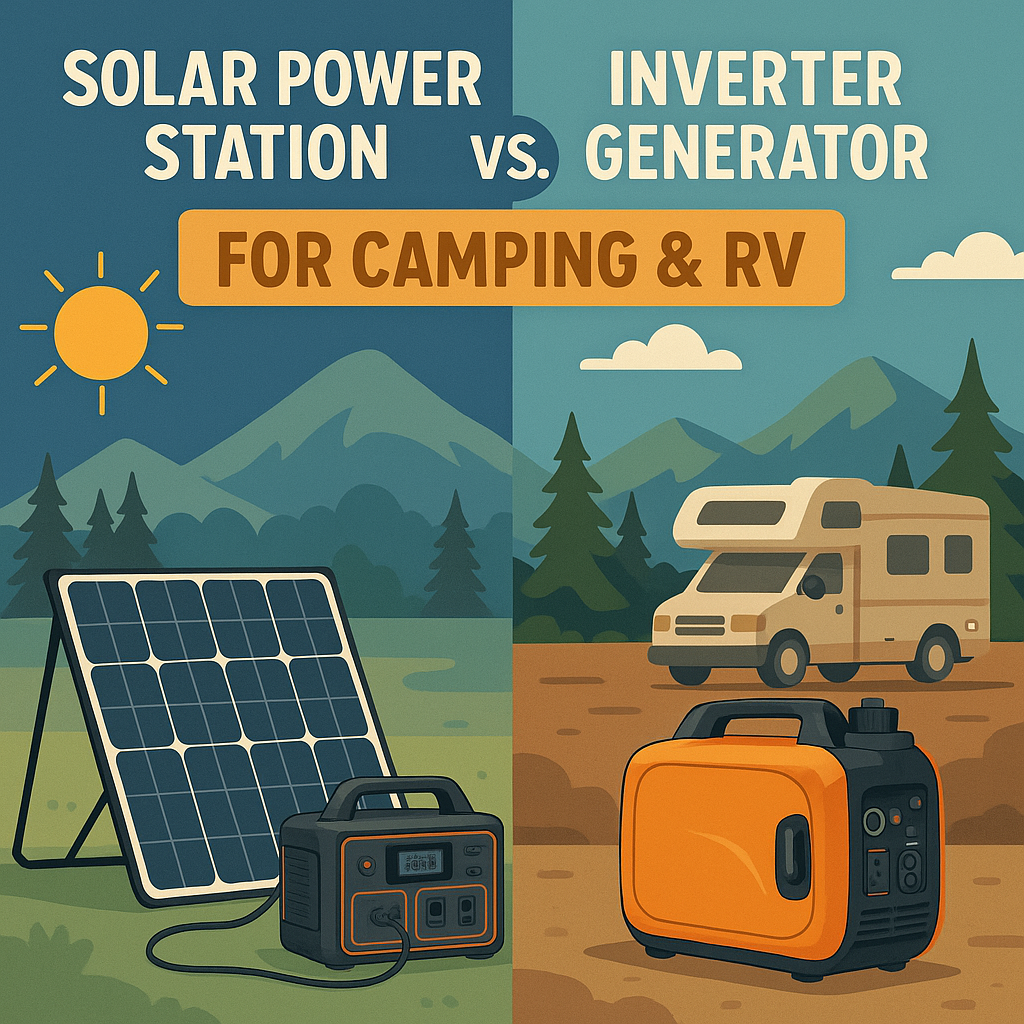 Solar Power Station vs Inverter Generator for Camping & RV